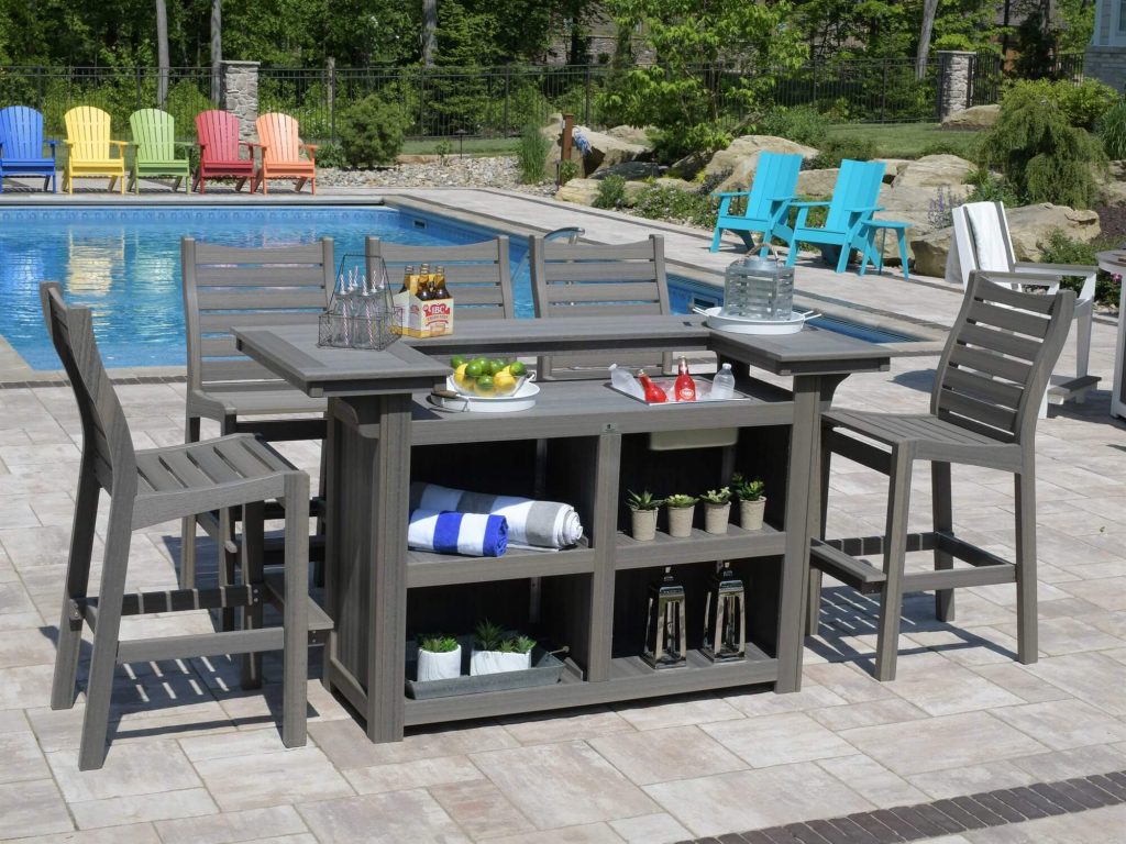 Bristol Counter Chairs with Outdoor Island Bar – Labadies Patio ...